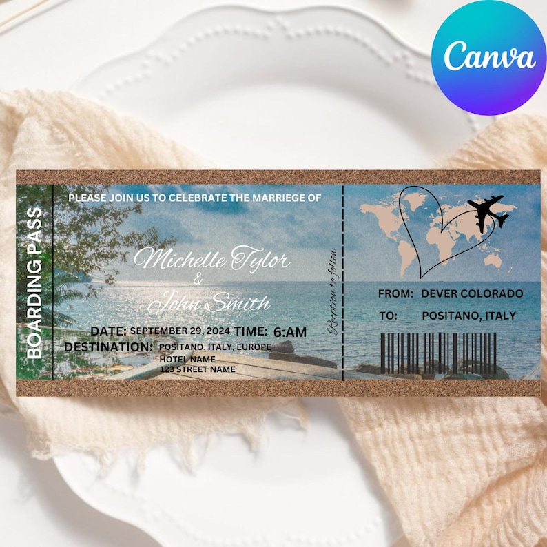 Editable Boarding Pass Template: Surprise Trip Ticket (digital Download ...