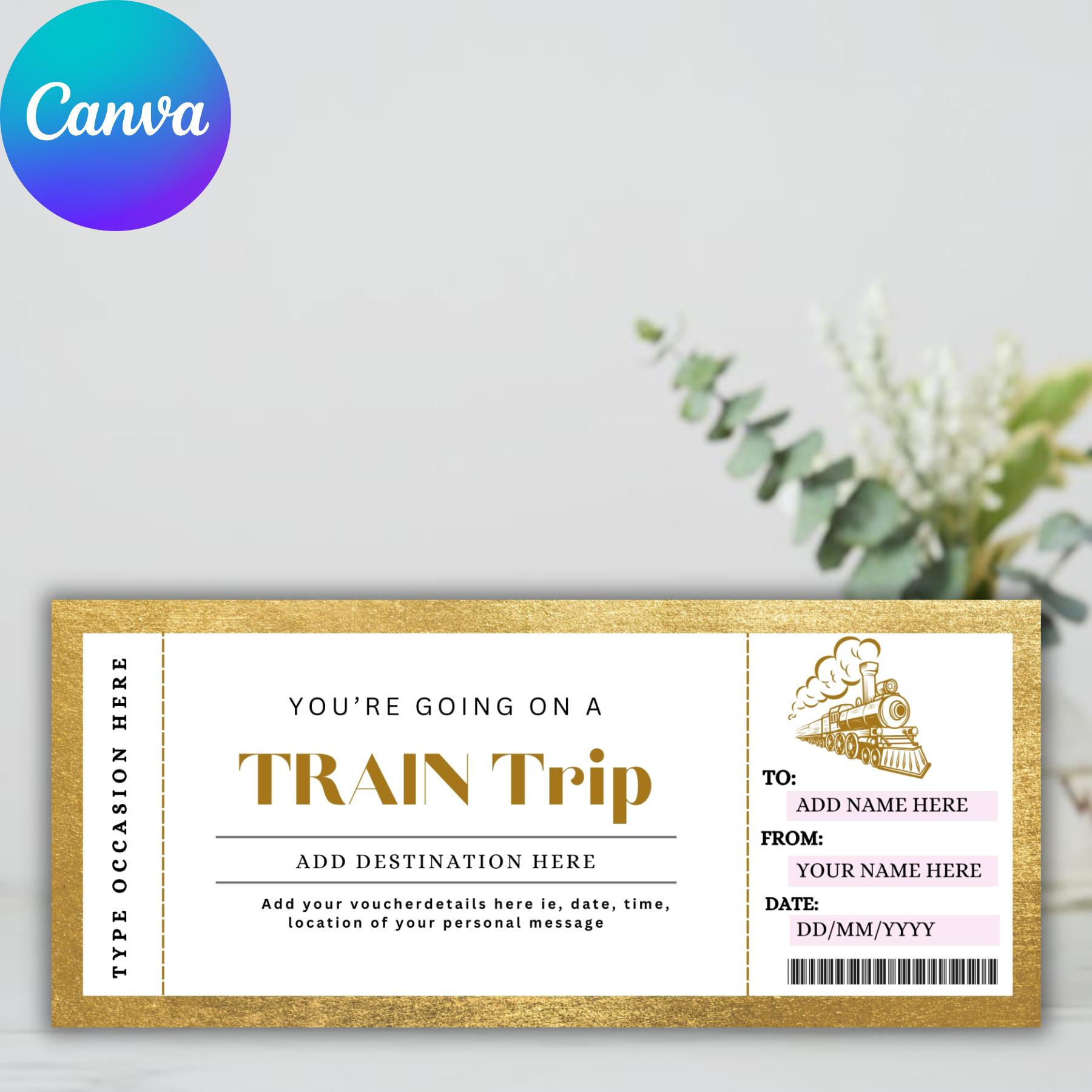 Editable Train Ticket Template, Railway Ticket Surprise Gift Voucher ...