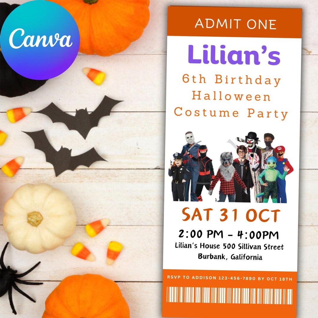 Editable Halloween Ticket Invitation: Printable Party Invites (digital ...