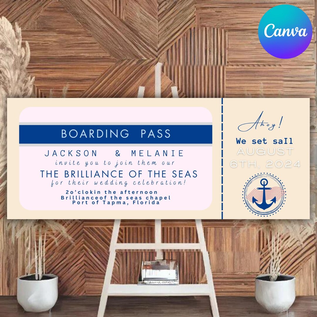 Editable Boarding Pass Canva Template, Printable Airline Ticket ...