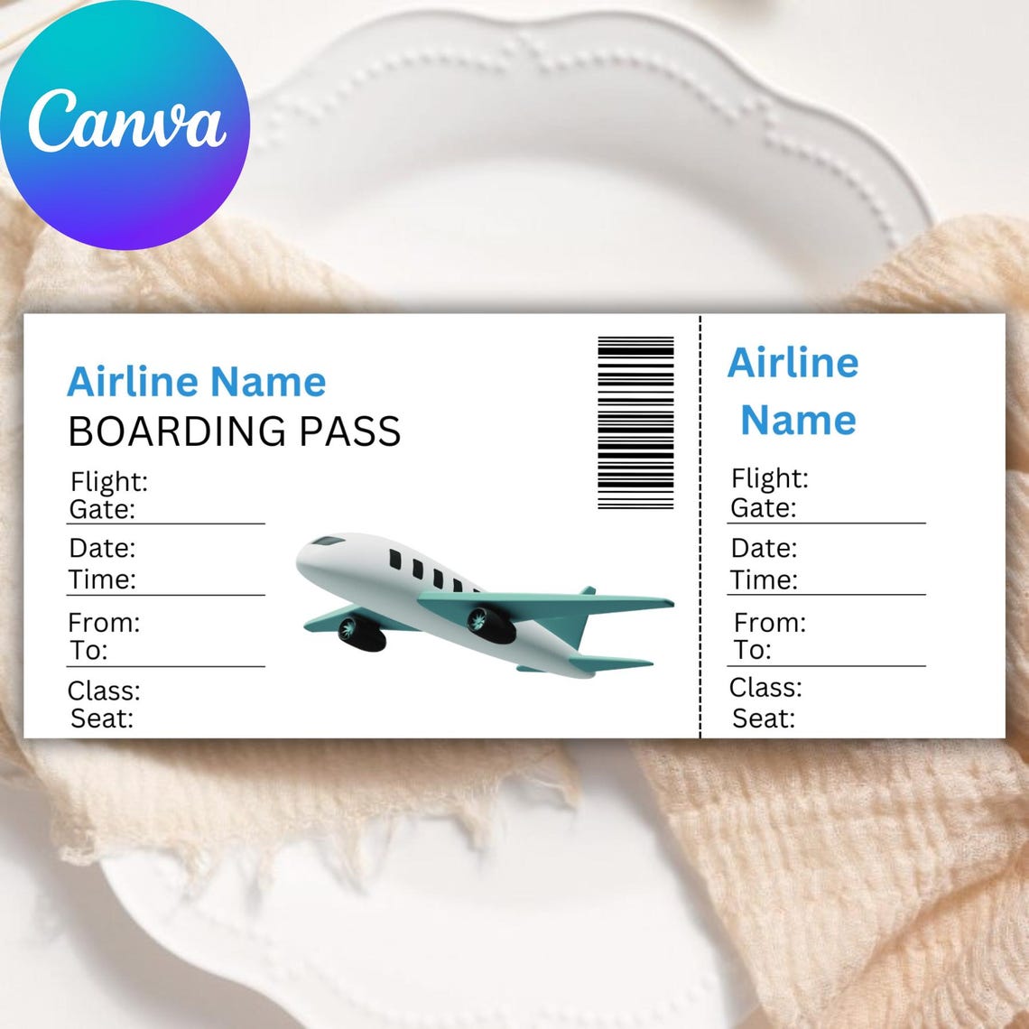 Editable Airline Ticket Template: Surprise Boarding Pass Gift (canva ...