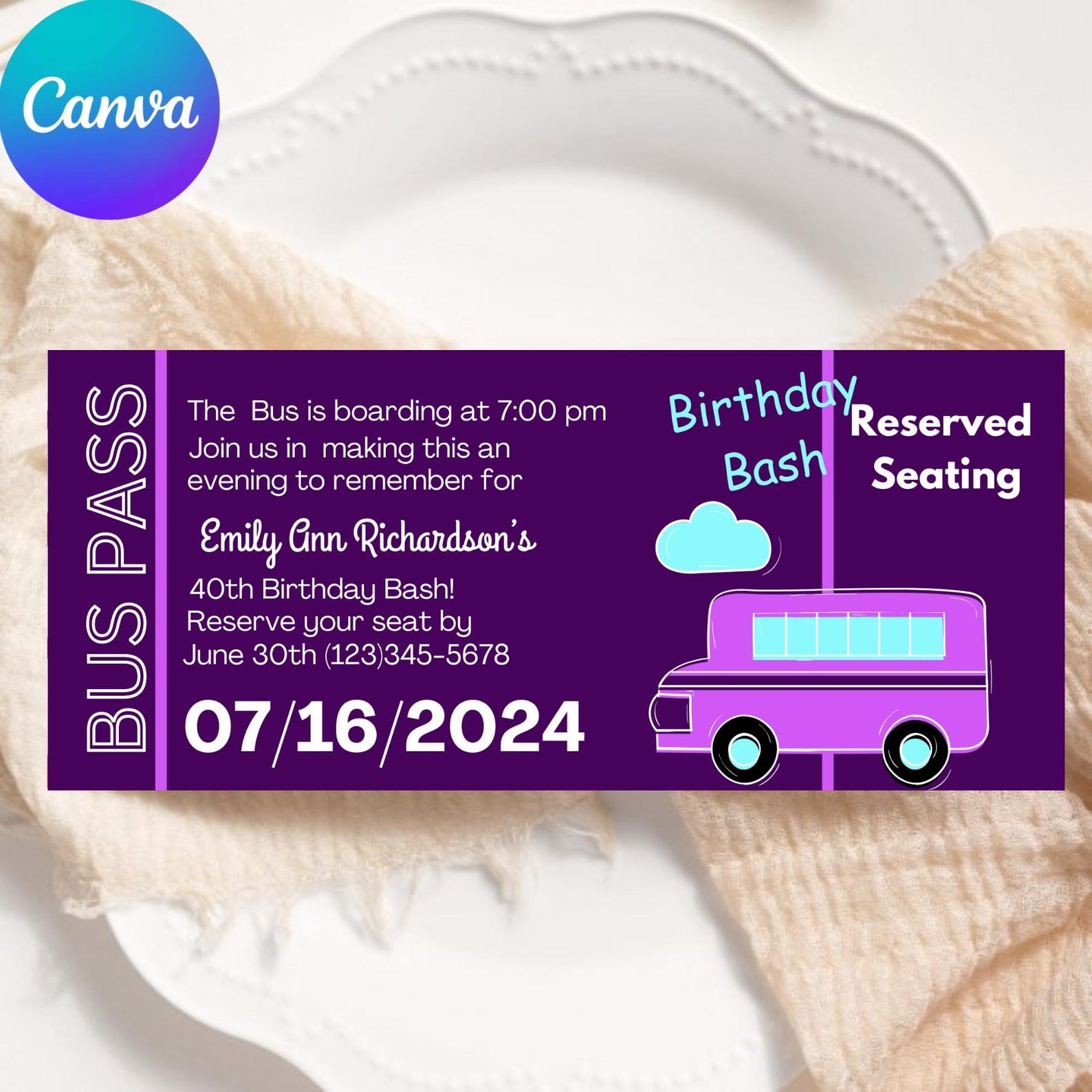 Printable Bus Trip Ticket Template: Surprise Travel Voucher - Etsy