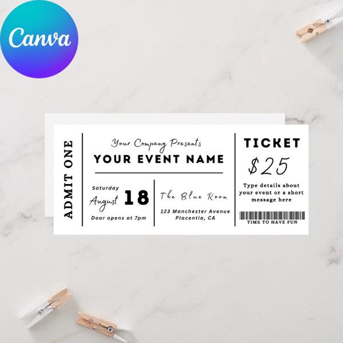 Editable Concert Ticket Template: DIY Surprise Gift (canva Template) - Etsy