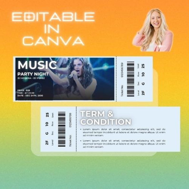 Custom Concert Ticket Template: DIY Printable Surprise Gift (canva ...