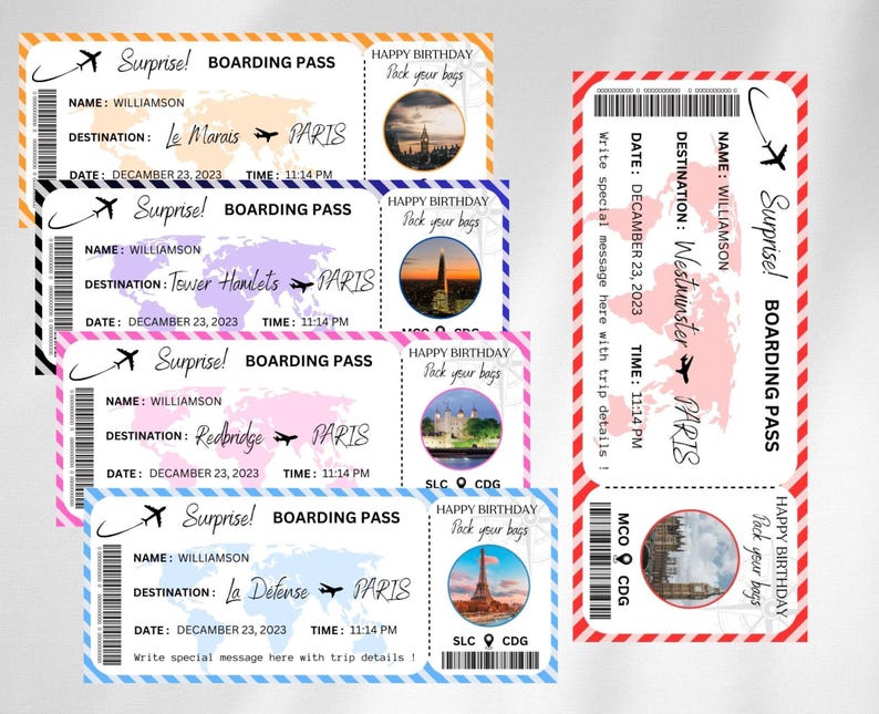 Editable Boarding Pass Template: Surprise Trip Ticket (canva Digital ...