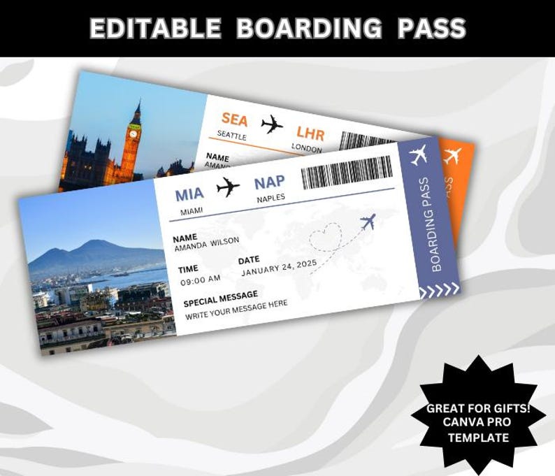 Editable Boarding Pass Template: Surprise Trip Ticket (digital Download ...