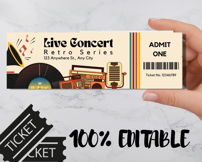 Concert Ticket Template: Custom Event Keepsake (PDF Downloadable Canva ...