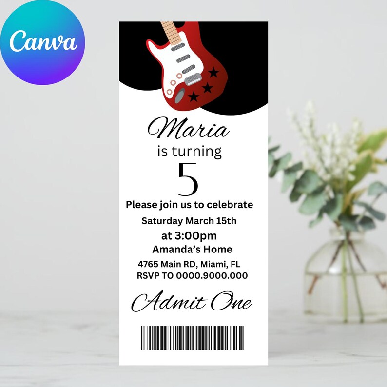 Editable Concert Ticket Template: DIY Printable Gift (canva) - Etsy