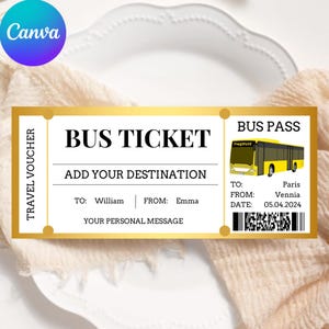 Editable Bus Ticket Template: Surprise Gift Voucher (digital Download ...