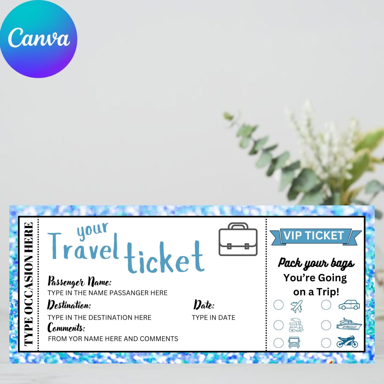 Bus Trip Ticket Template, Boarding Pass, Trip Surprise, Printable ...