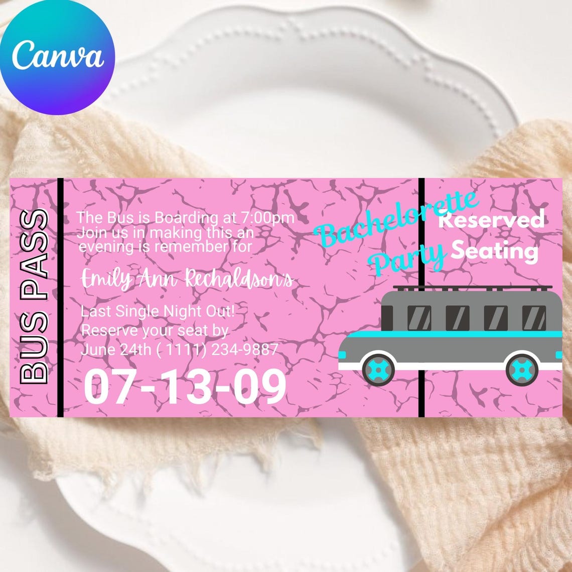Printable Bus Trip Ticket Template: Surprise Travel Voucher (canva ...
