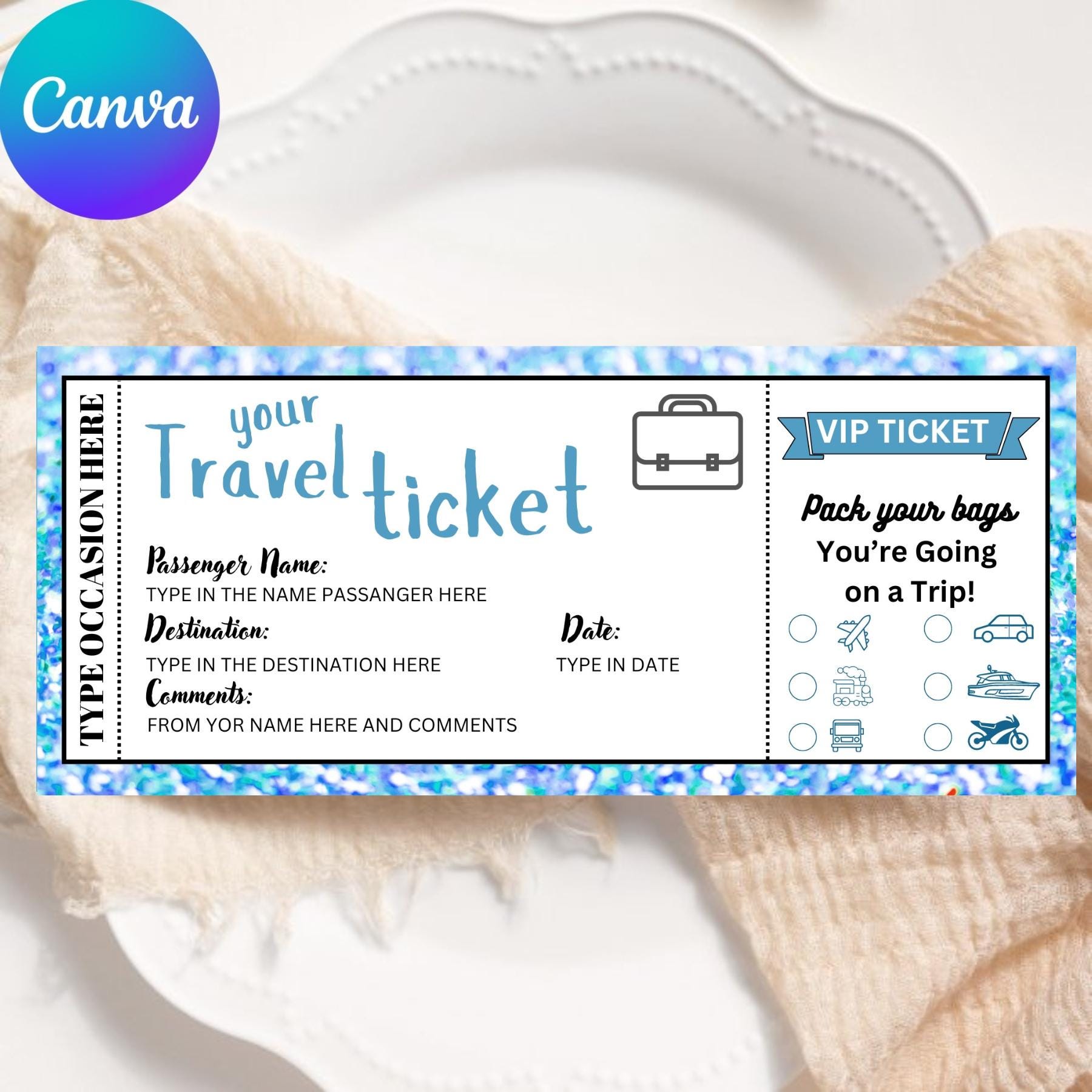 Printable Bus Trip Ticket Template: Surprise Travel Voucher - Etsy