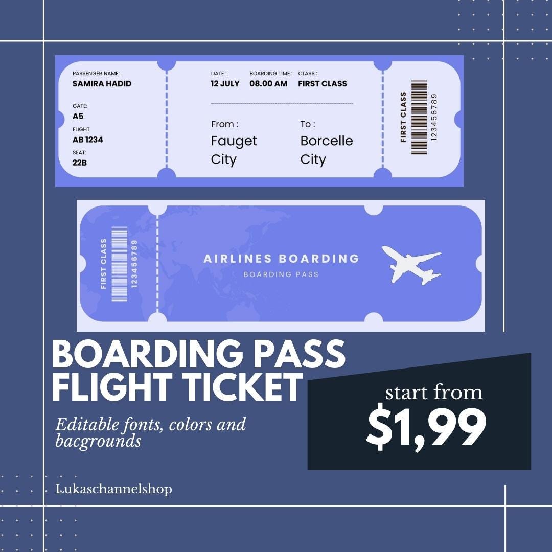 Editable Boarding Pass Template: Surprise Trip Ticket (digital Download ...