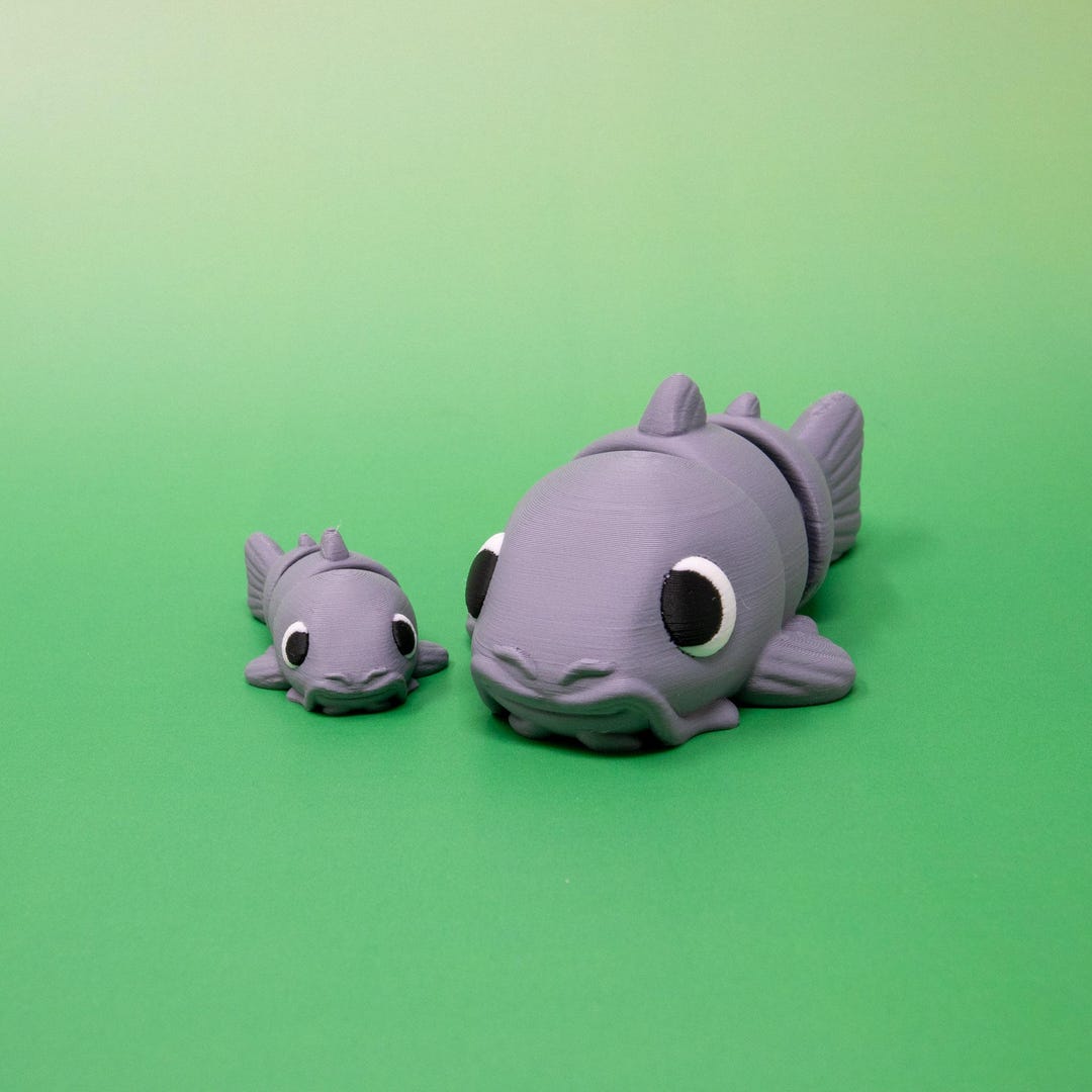 Articulated Fish Fidget Toy: 3D Printed Catfish, Mini Flexible Animal ...