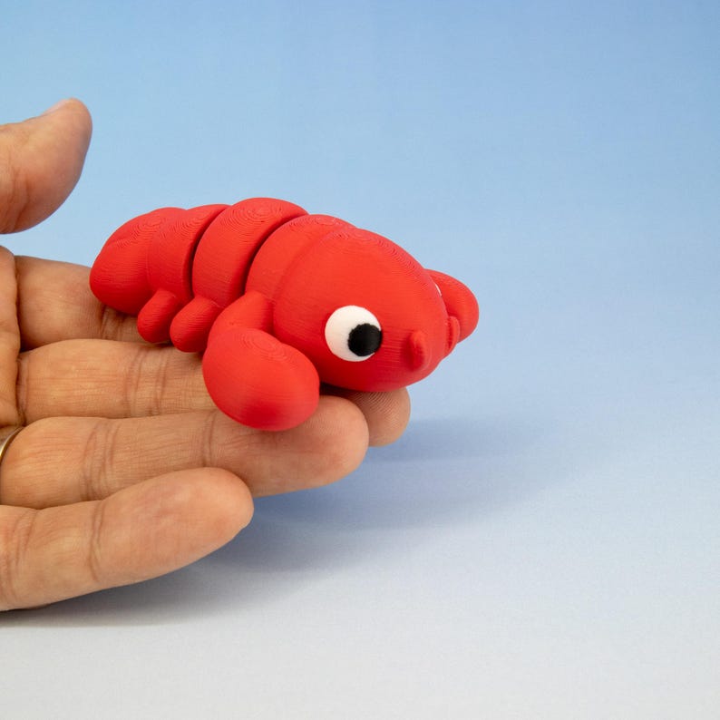 Lobster Fidget Toy: Red 3D Printed Articulated Flexi Animal, Stress ...