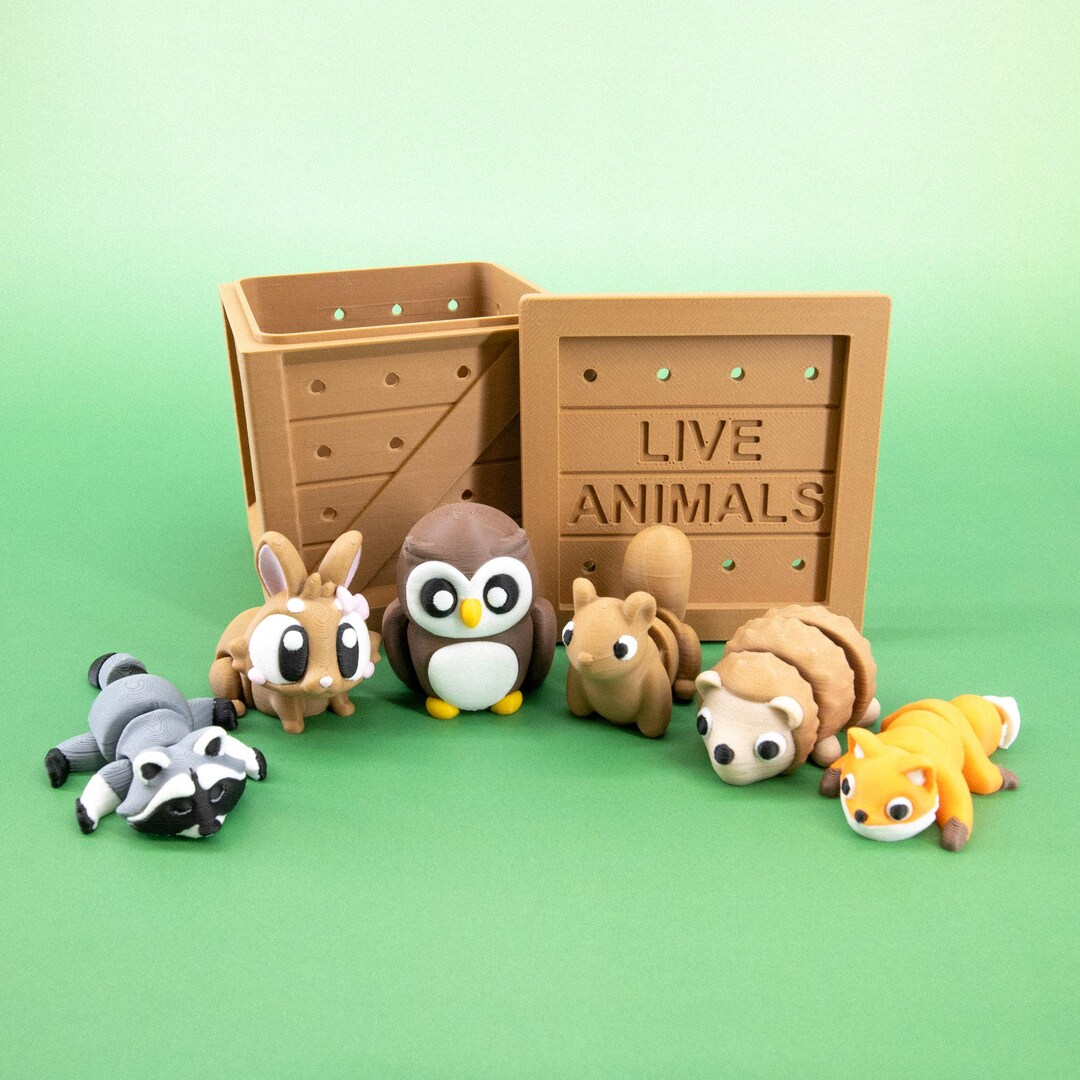 Articulated Animal Toy Set: 3D Printed Forest Mini Figures, Flexi ...