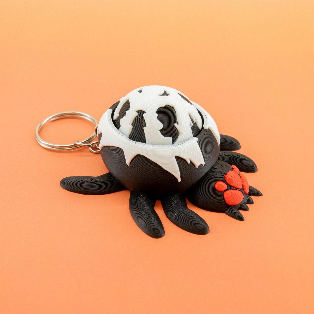 Spider Fidget Keychain Clicker: 3D Printed PLA Toy, Spooky Stress ...