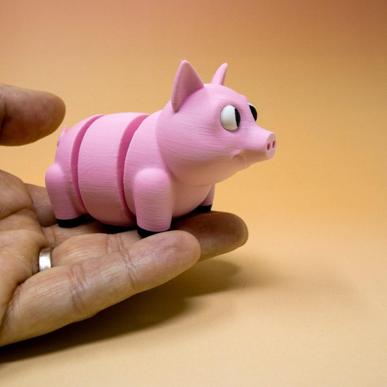 Articulated Pig Fidget Toy: 3D Printed Flexi Animal, Stress Relief Mini ...