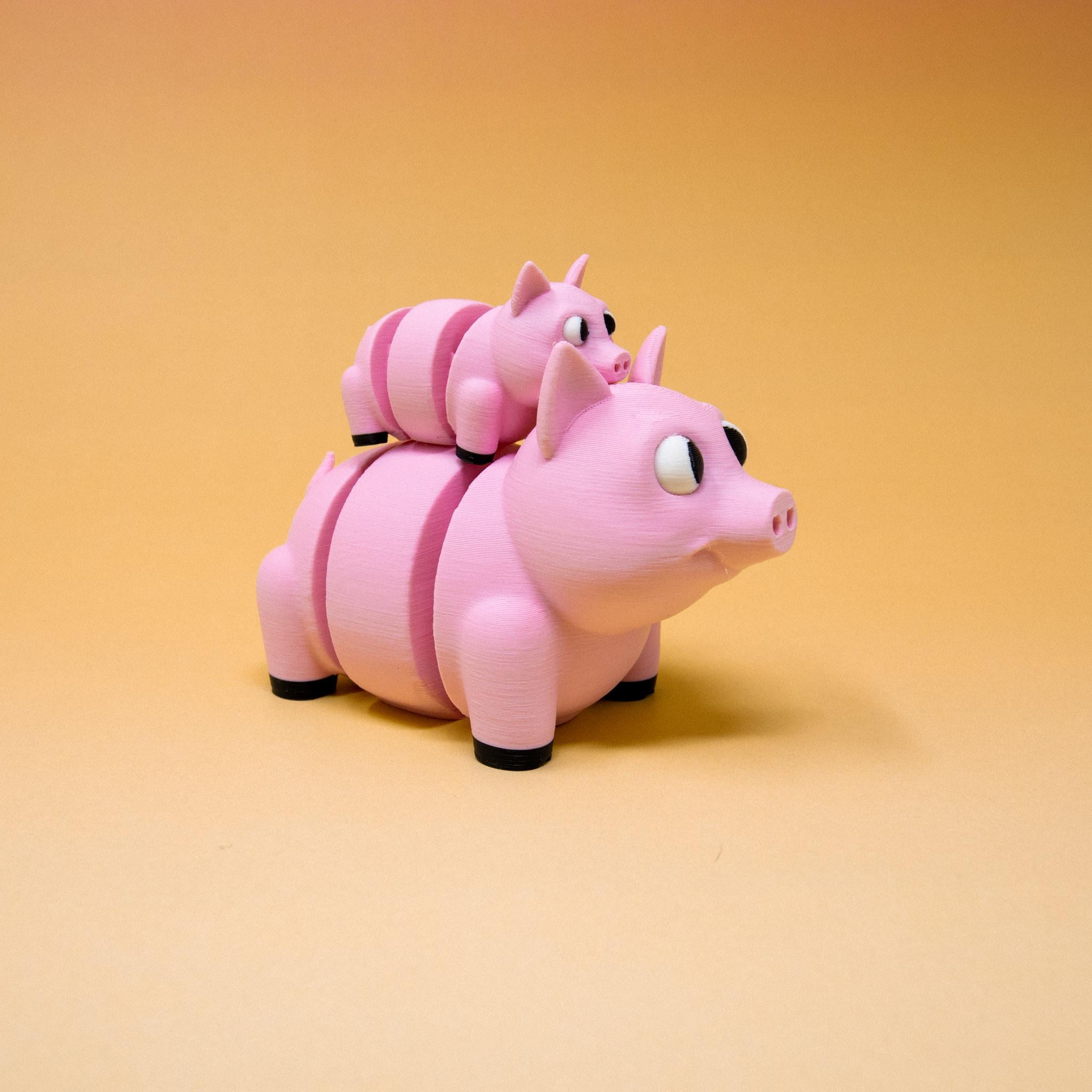 Articulated Pig Fidget Toy: 3D Printed Flexi Animal, Stress Relief Mini ...