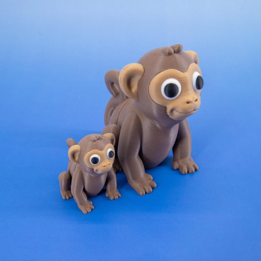 Articulated Monkey Fidget Toy Mini: 3D Printed Flexi Animal, Stress ...