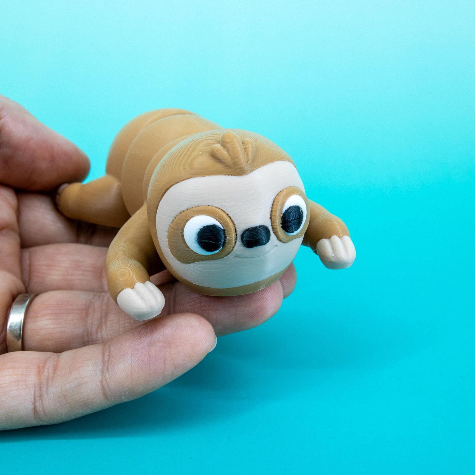 Sloth Fidget Toy: Articulated 3D Printed Flexi Animal, Mini Stress ...