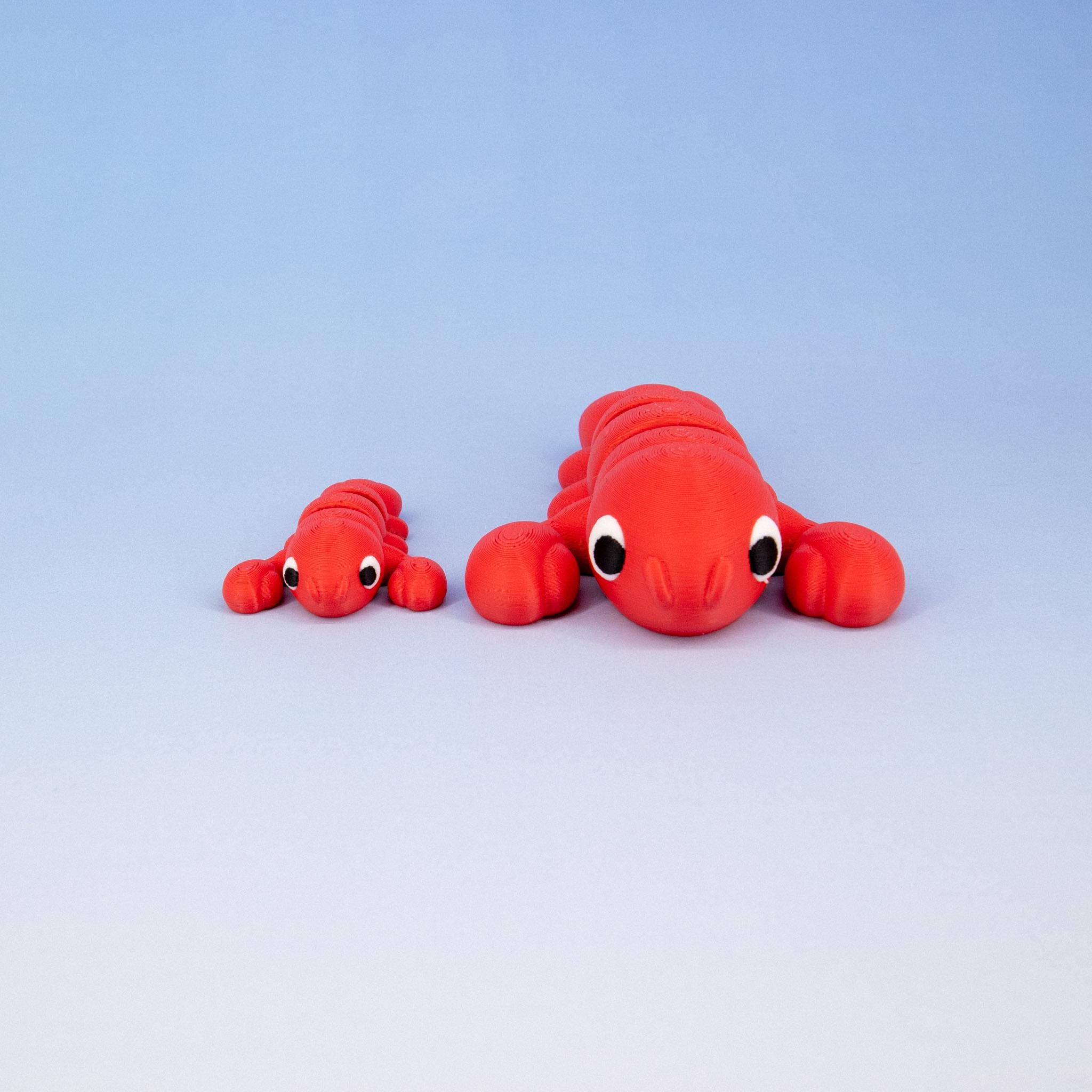 Lobster Fidget Toy: Red 3D Printed Articulated Flexi Animal, Stress ...