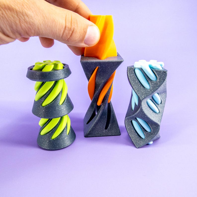 Helix Fidget Toy Set: 3D Printed Sensory Stress Relief, ADHD Slide ...