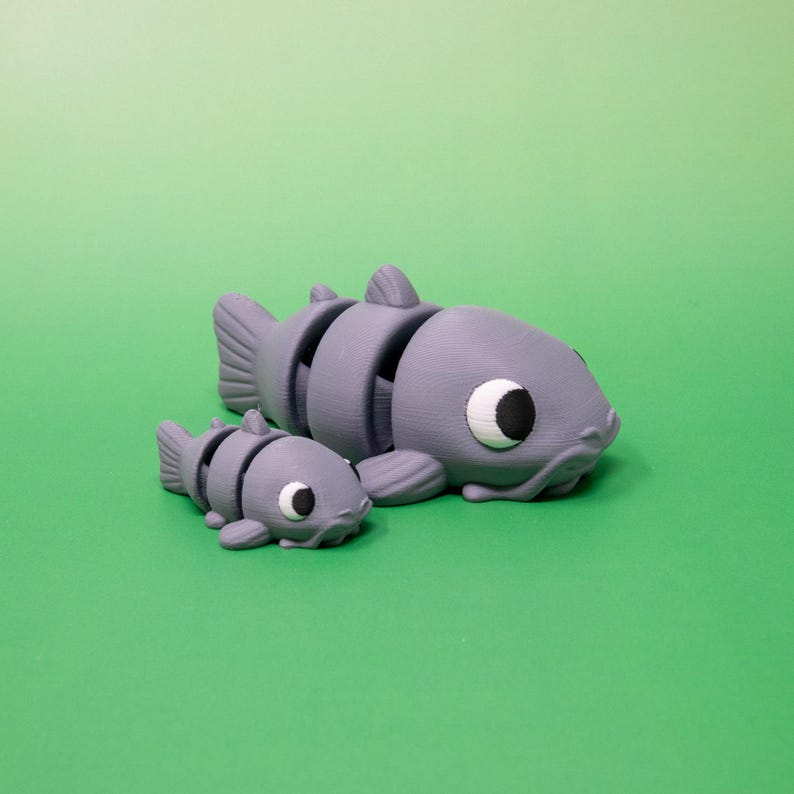 Articulated Fish Fidget Toy: 3D Printed Catfish, Mini Flexible Animal ...