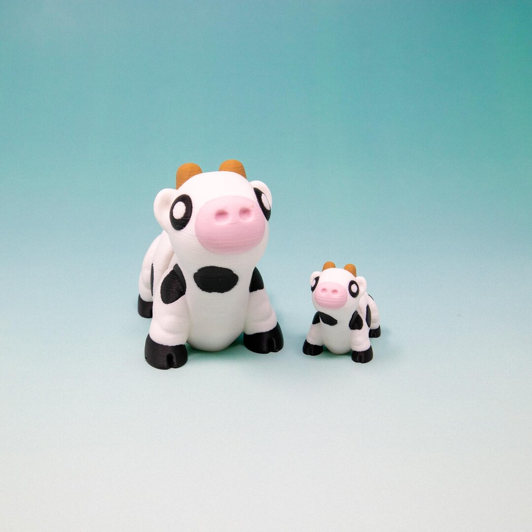 Flexi Cow Fidget Toy: 3D Printed Articulated Mini Animal Figure, Stress ...
