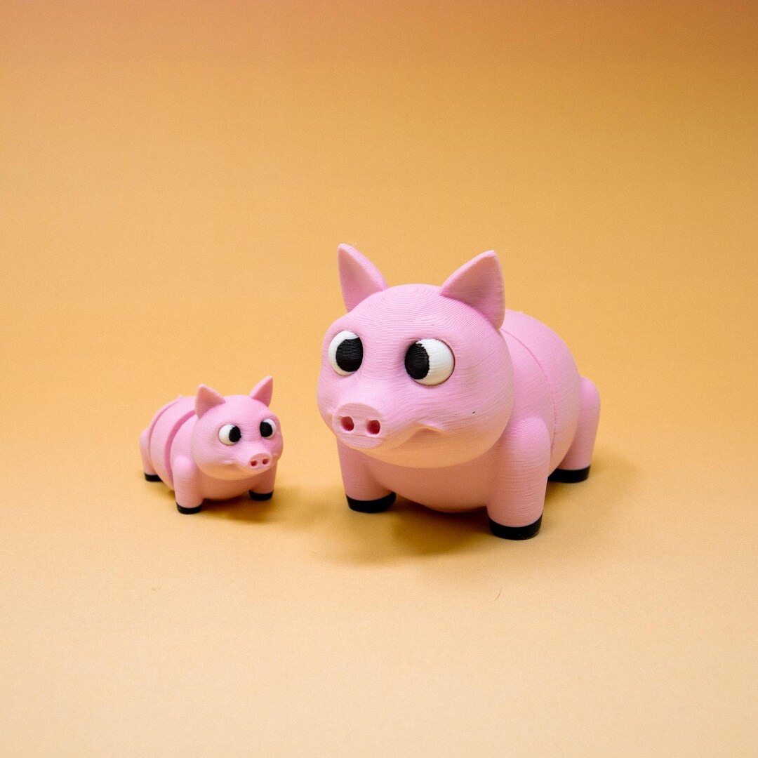 Articulated Pig Fidget Toy: 3D Printed Flexi Animal, Stress Relief Mini ...