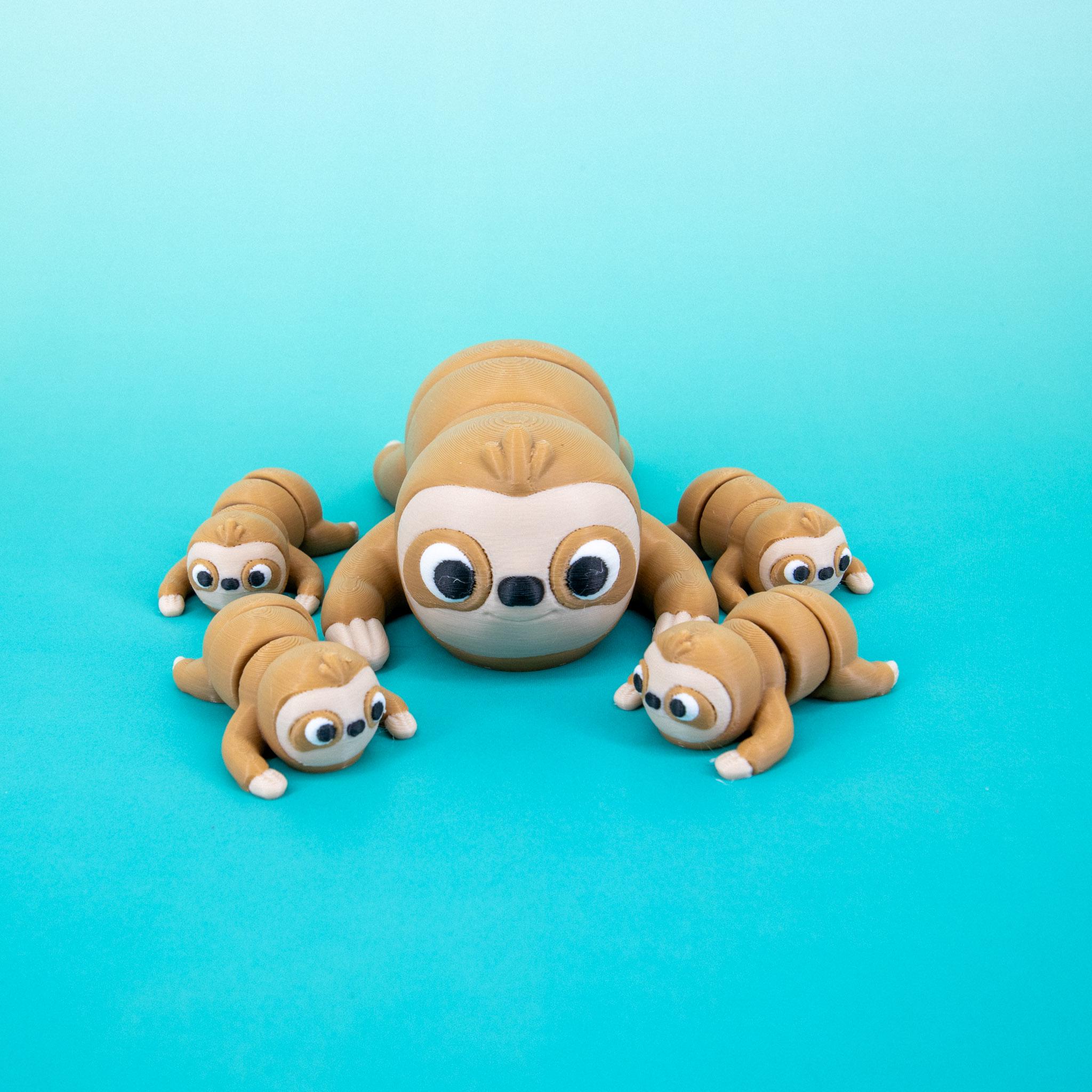 Sloth Fidget Toy: Articulated 3D Printed Flexi Animal, Mini Stress ...