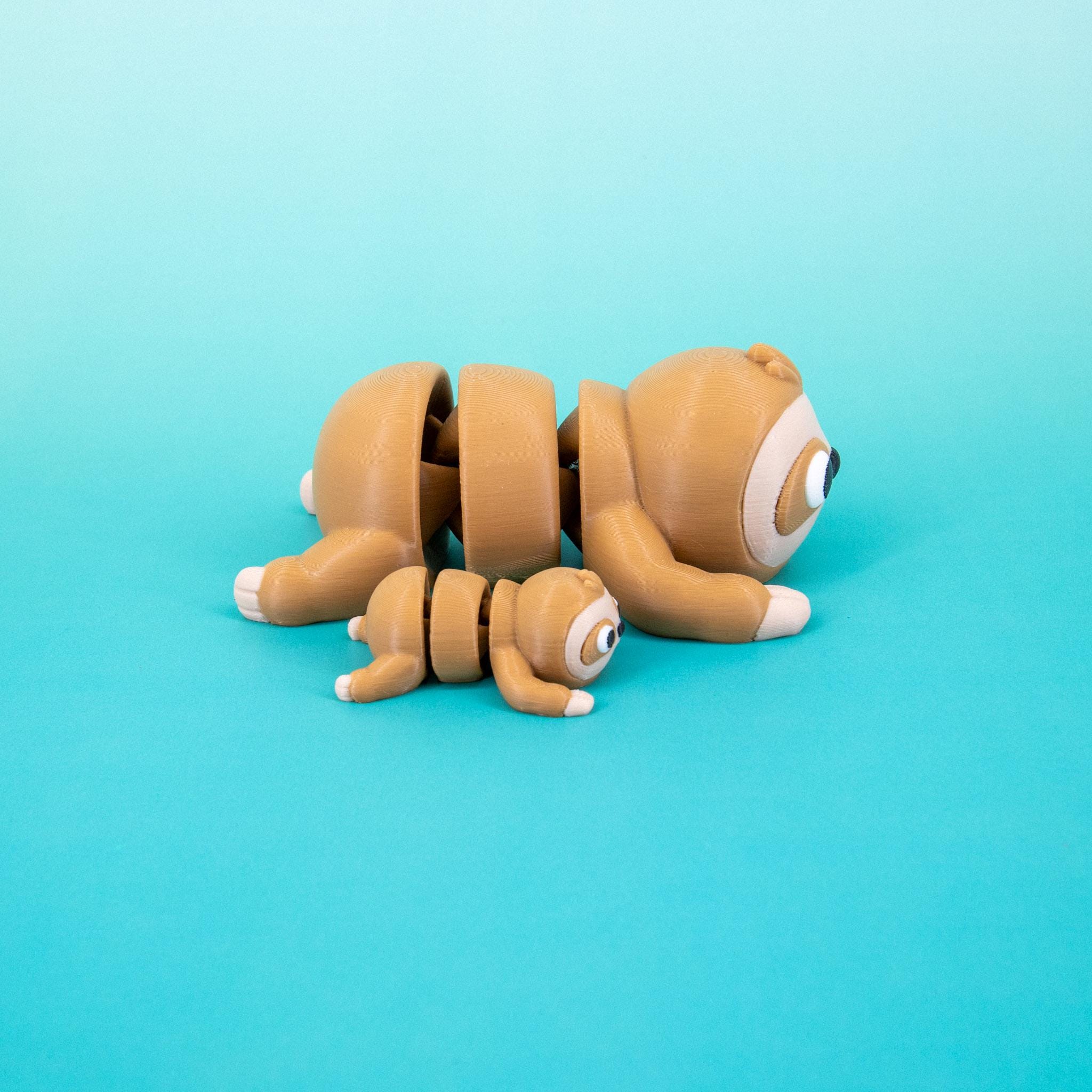 Sloth Fidget Toy: Articulated 3D Printed Flexi Animal, Mini Stress ...