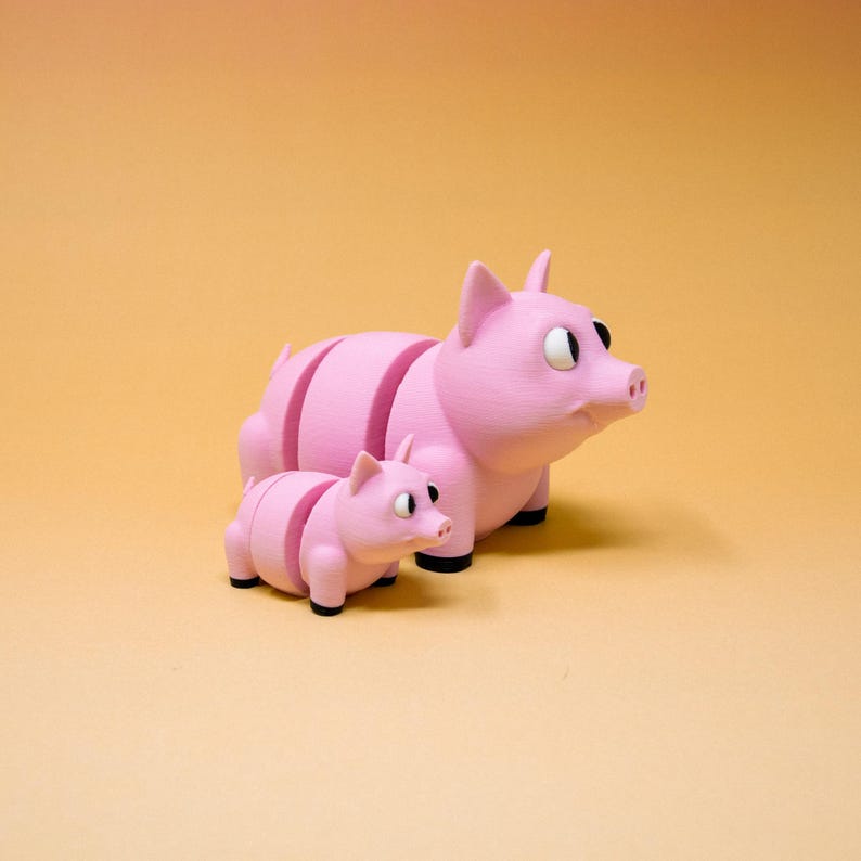 Articulated Pig Fidget Toy: 3D Printed Flexi Animal, Stress Relief Mini ...