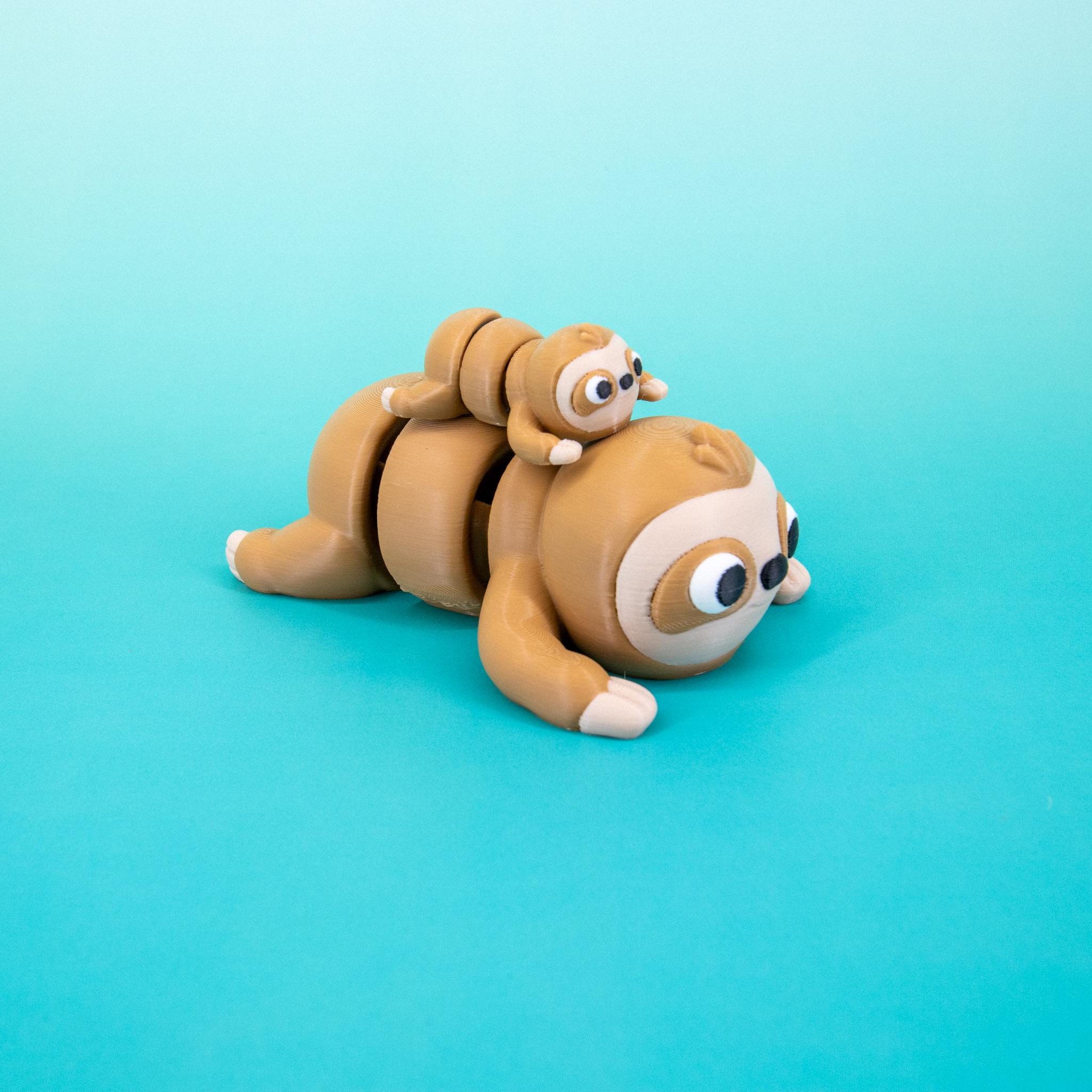 Sloth Fidget Toy: Articulated 3D Printed Flexi Animal, Mini Stress ...