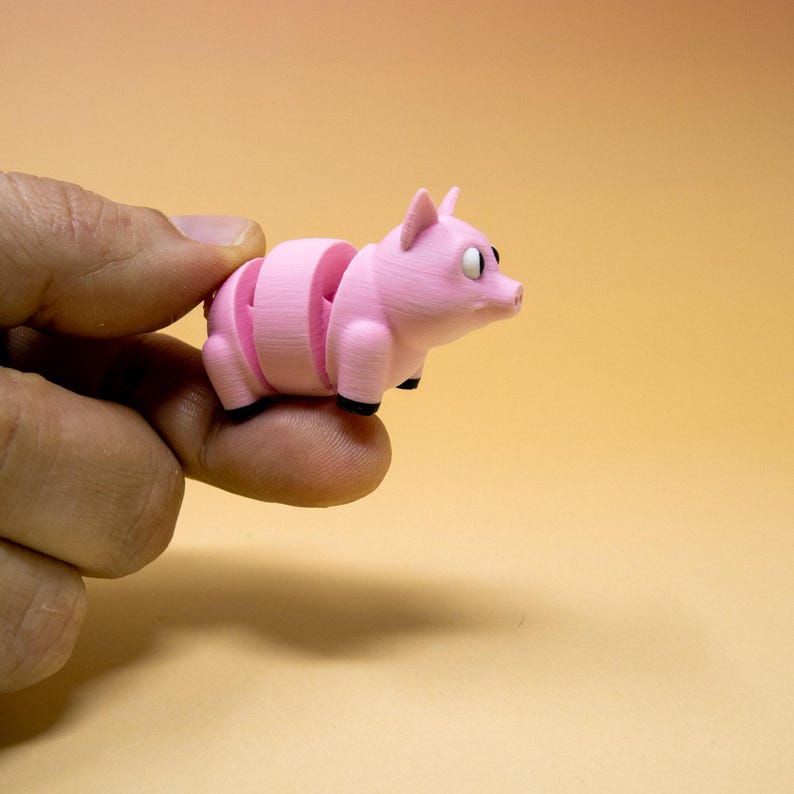 Articulated Pig Fidget Toy: 3D Printed Flexi Animal, Stress Relief Mini ...