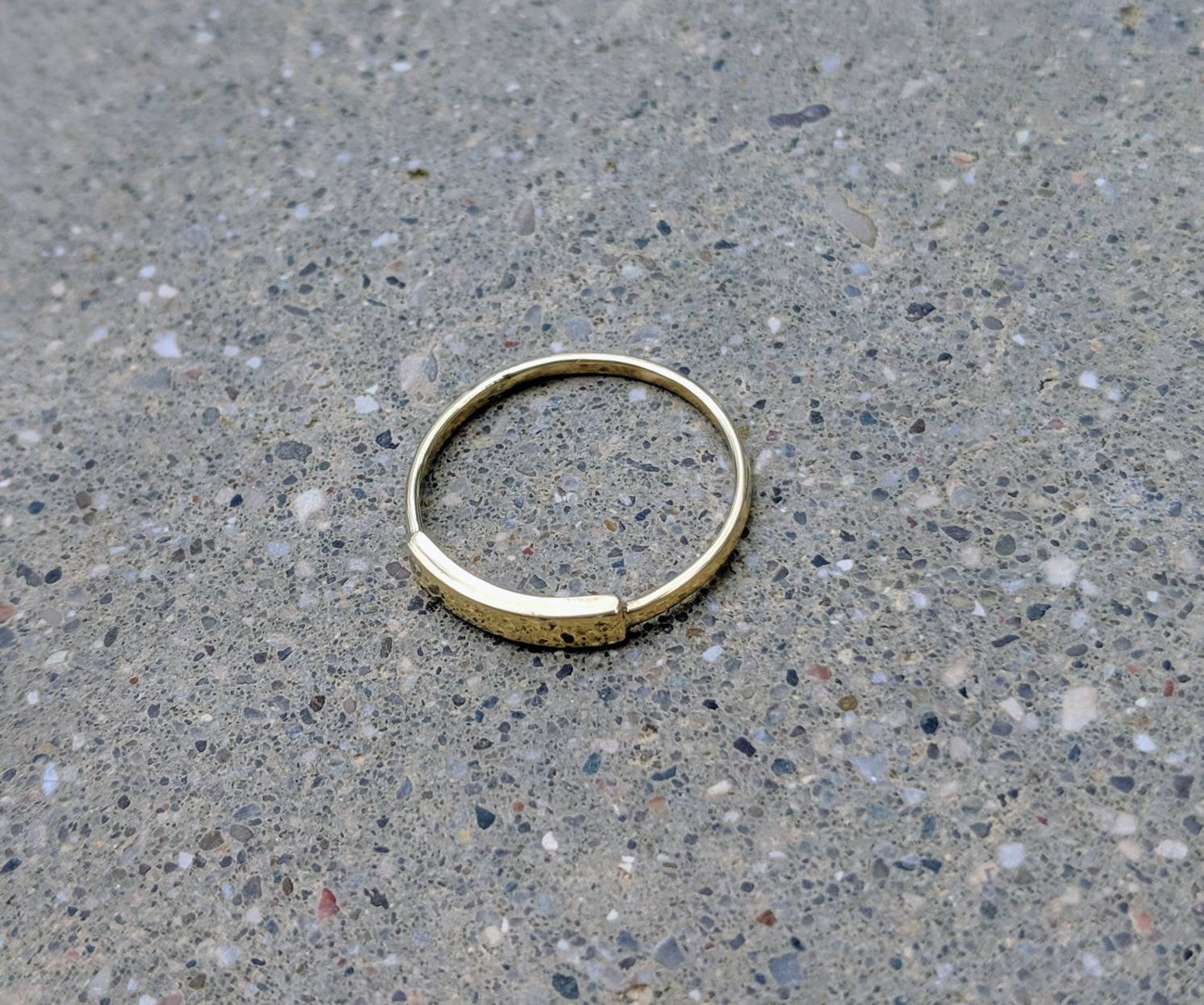 Solid 14k Gold Rectangle Ring. Handmade Yellow Gold Modern - Etsy