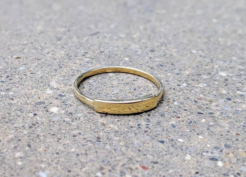 Solid 14k Gold Rectangle Ring. Handmade Yellow Gold Modern - Etsy