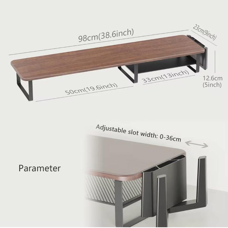 Monitor Stand Riser With Laptop Storage - 98cm Wood Effect Desktop ...