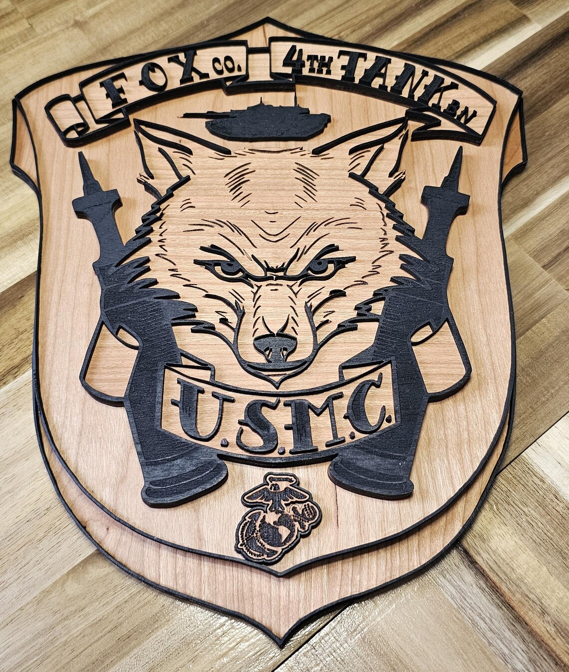 Logo Custom Fire Dept Military Shield Sign - Wooden Layered 3D Text ...