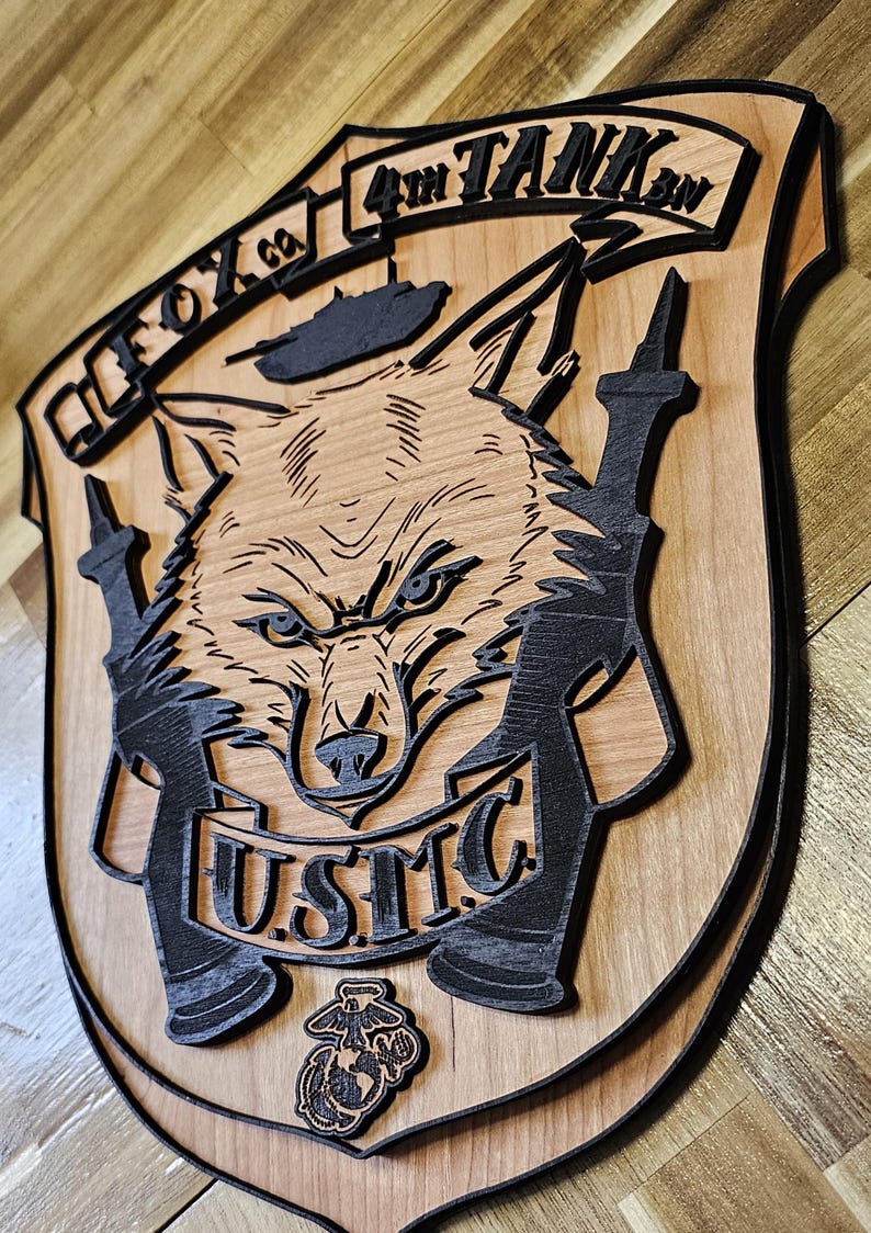 Logo Custom Fire Dept Military Shield Sign - Wooden Layered 3D Text ...