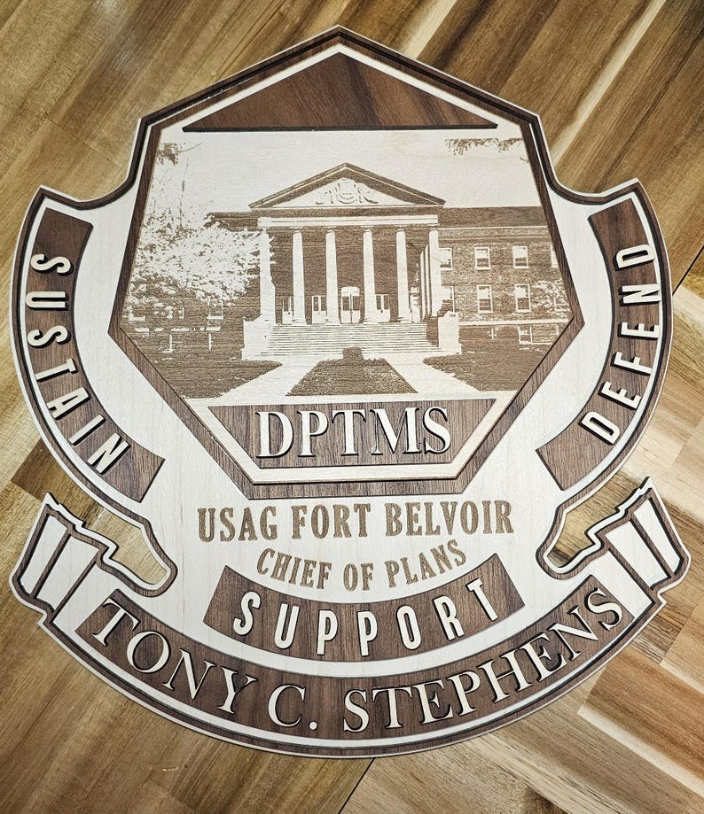 Logo Custom Fire Dept Military Shield Sign - Wooden Layered 3D Text ...