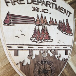 Logo Custom Fire Dept Military Shield Sign - Wooden Layered 3D Text ...