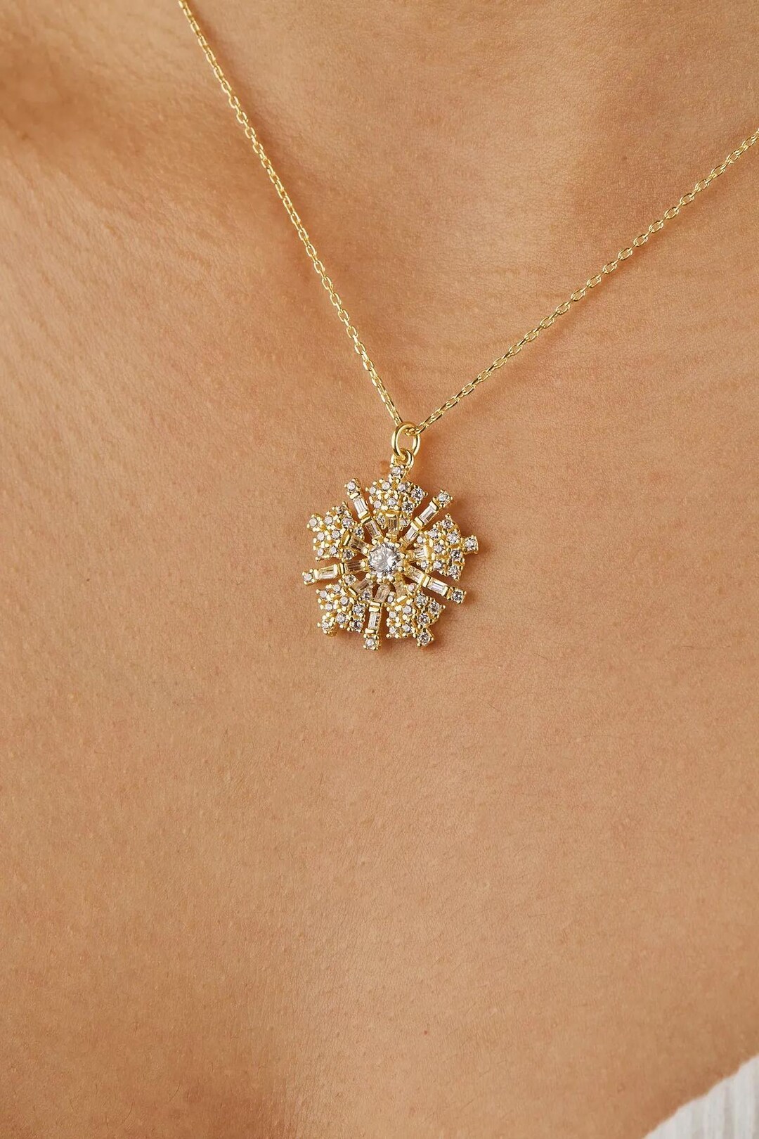 Begonia Flower Necklace - 18K Gold Vermeil on 925 Sterling Silver ...