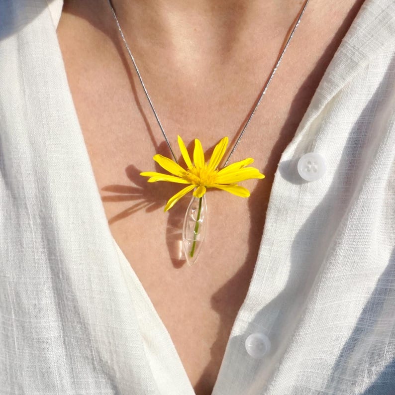 Flower Vase Necklace: Bouquet Holder Pendant, Quirky Gift for Nature ...