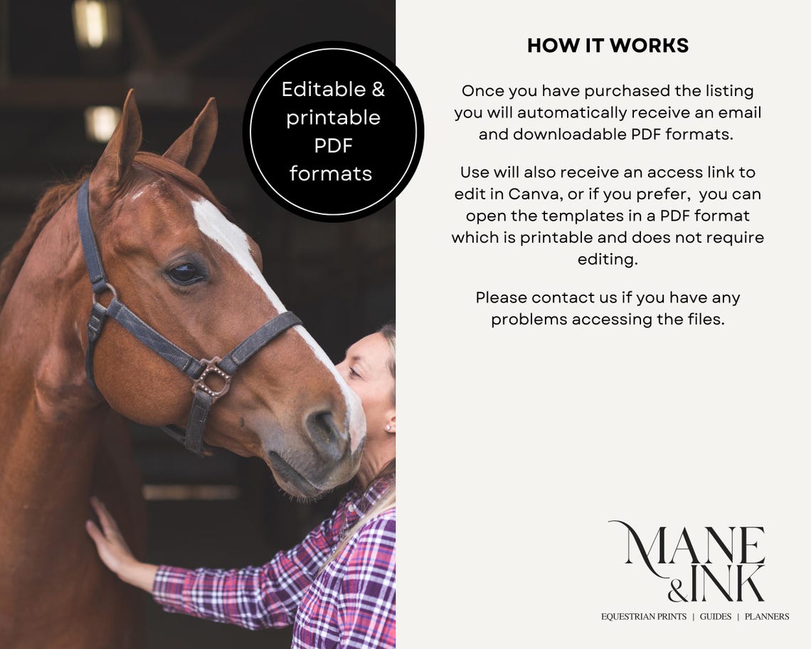 A5 Printable and Editable Horse Stable Cards, Customisable Stall ...