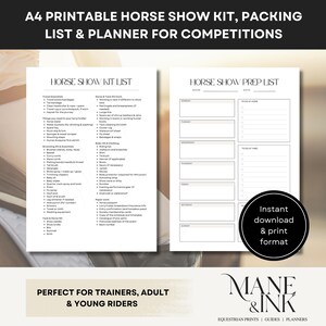 Printable Horse Show Kit, Packing List & Planner for Competitions Shows ...