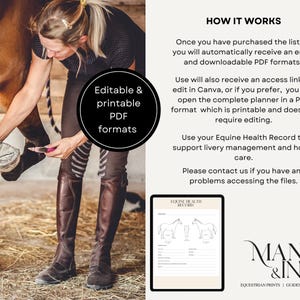 Printable Equine Health Record | Horse Care Tracker | Treatment ...