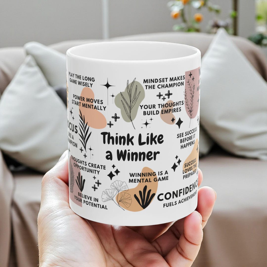 Think Like a Winner Mug, Motivational Quote Coffee Cup, Positive ...