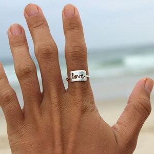 Cursive Love Ring - Hand Sawed Love Word Ring - Love Note Ring - Unique Gift for Her for ...