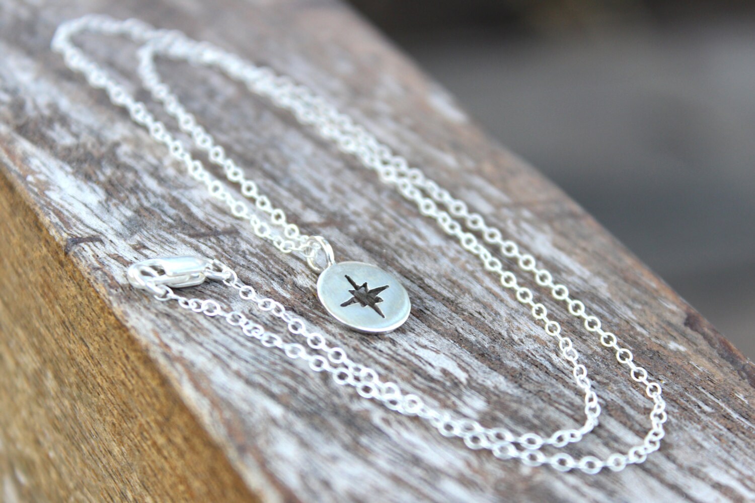 Wanderlust Compass Necklace Silver Dainty Compass Charm | Etsy